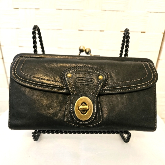 Coach | Bags | Coach Gigi Black Leather 65th Anniversary Kisslock ...